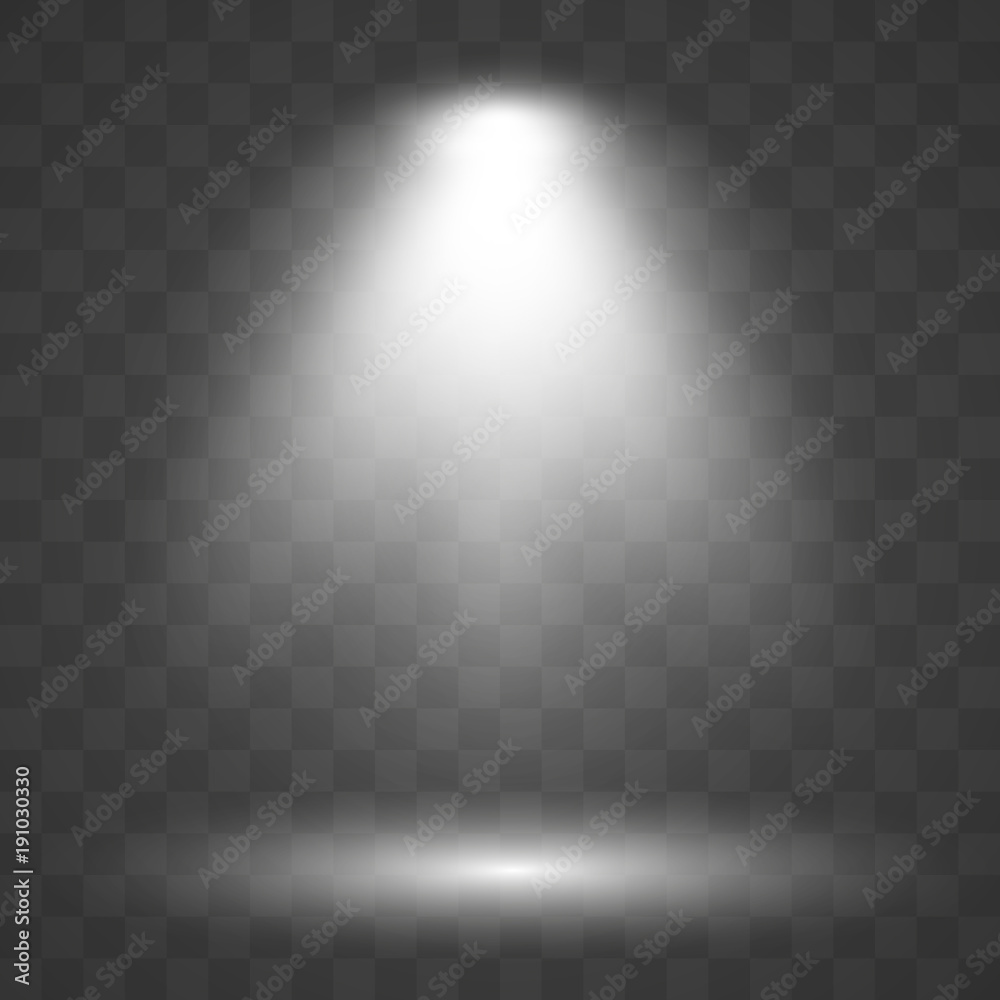 Cold light effect. Stage spotlight on transparent background. Vector ...