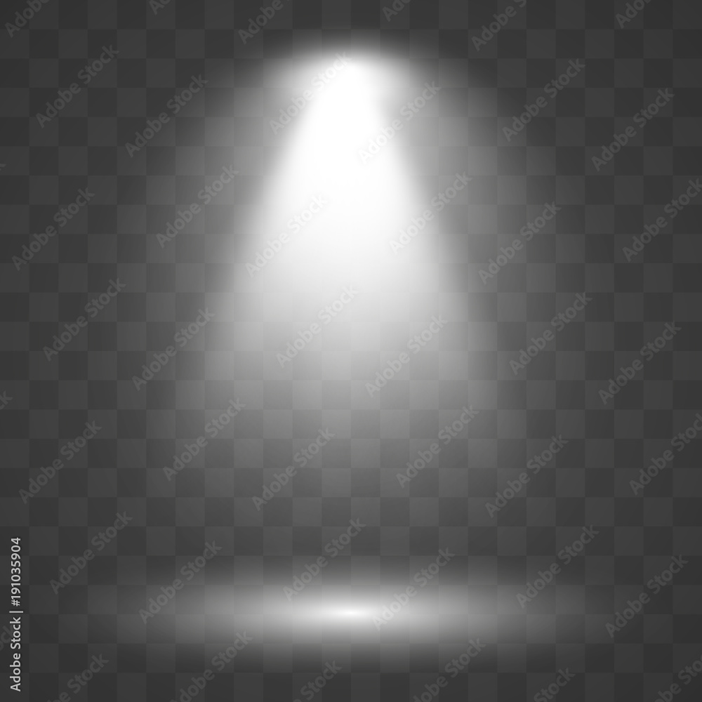Cold light effect. Stage spotlight on transparent background. Vector ...