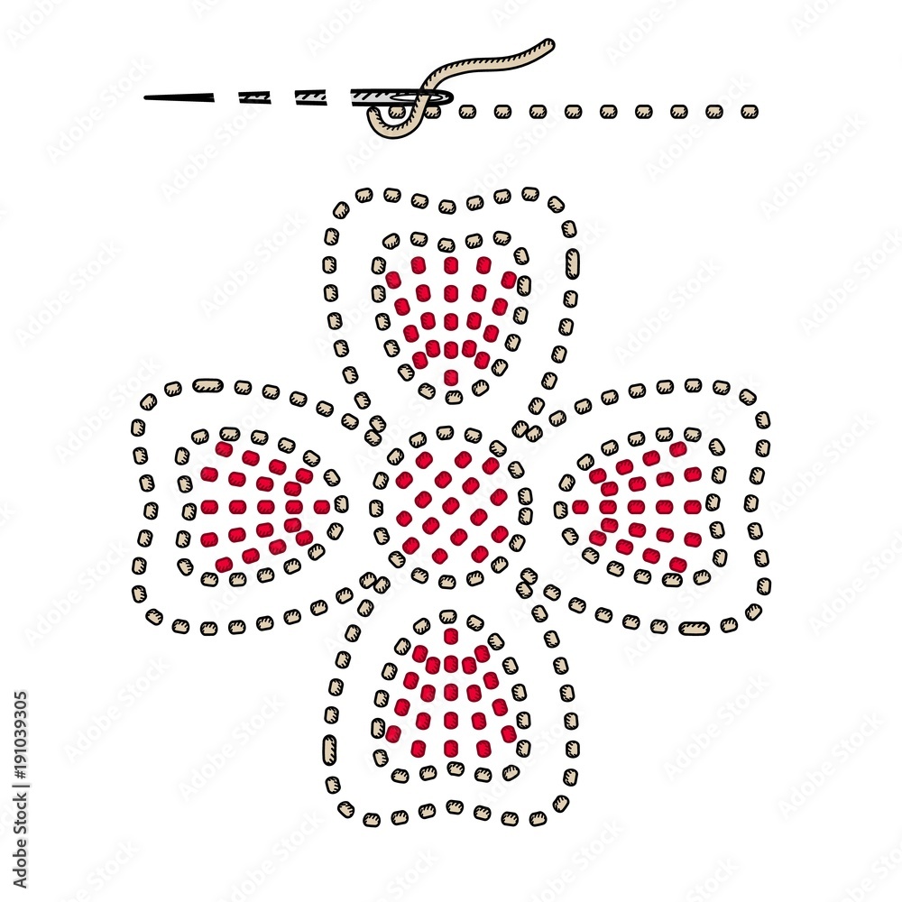 Stitches type vector. Collection of thread embroidery and sewing ...