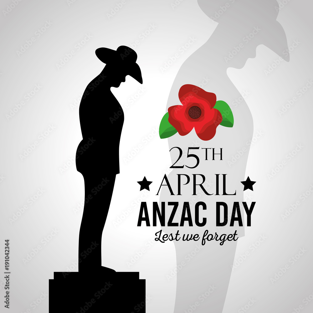 Poster anzac day lest we forget vector illustration – Muurposter ...
