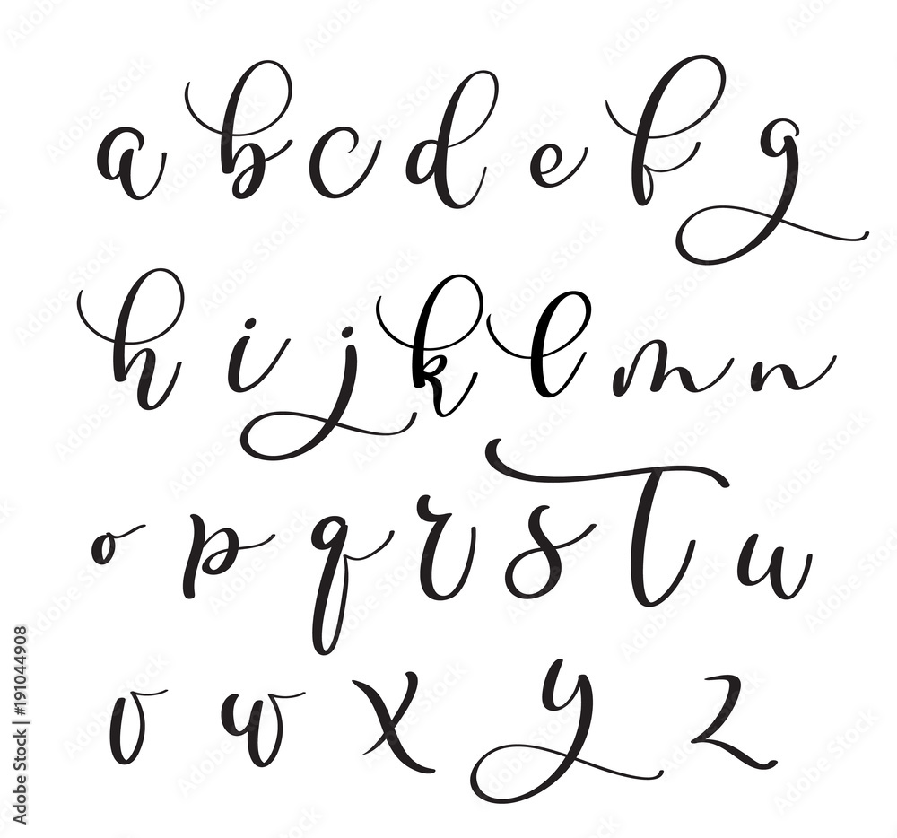 Brushpen alphabet. Modern calligraphy, handwritten letters. Vector ...