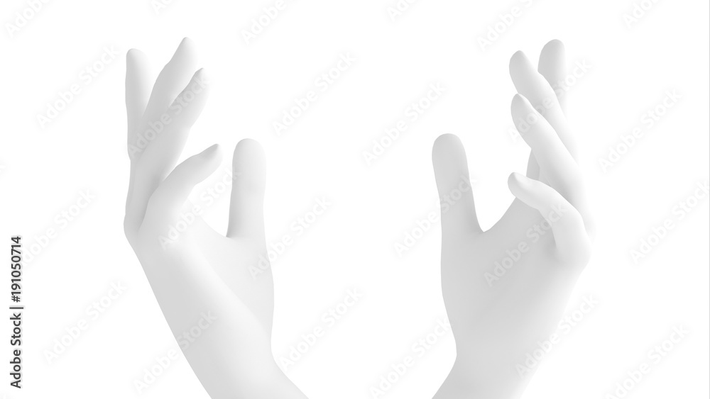 White background 3d hand gesture. 3d illustration, rendering. Stock ...