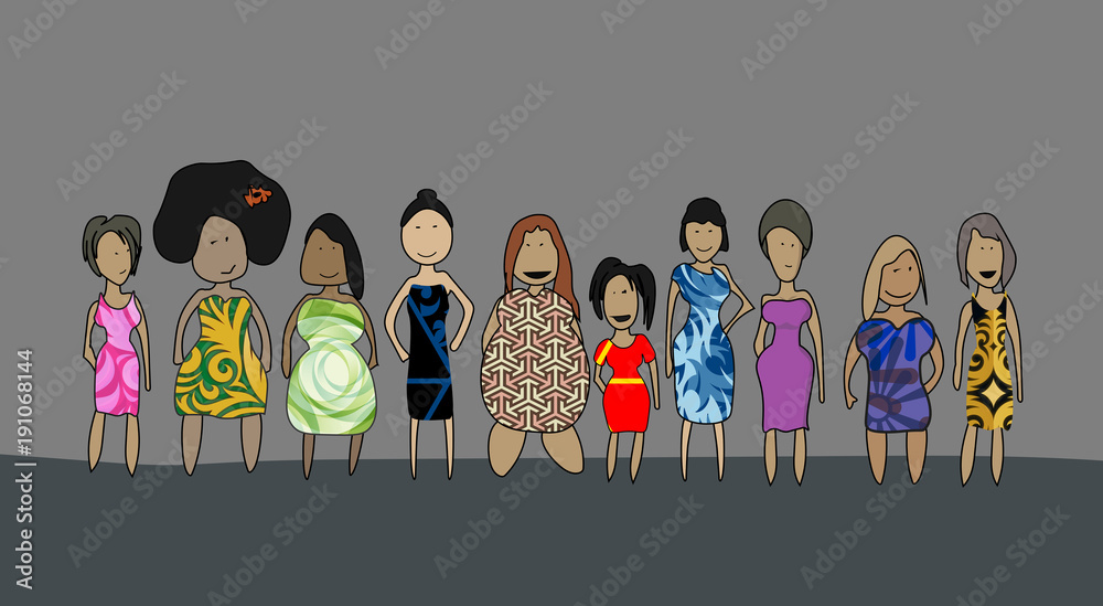 women of different shapes race, and sizes Stock Illustration | Adobe Stock