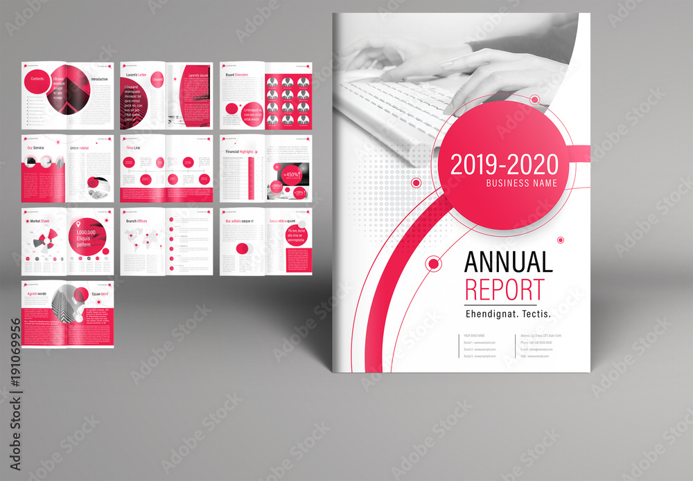 Red and White Annual Report Layout 1 Stock Template | Adobe Stock
