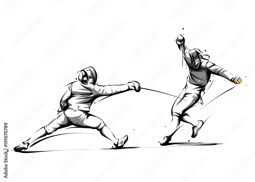 fencing action 3 Stock Vector | Adobe Stock