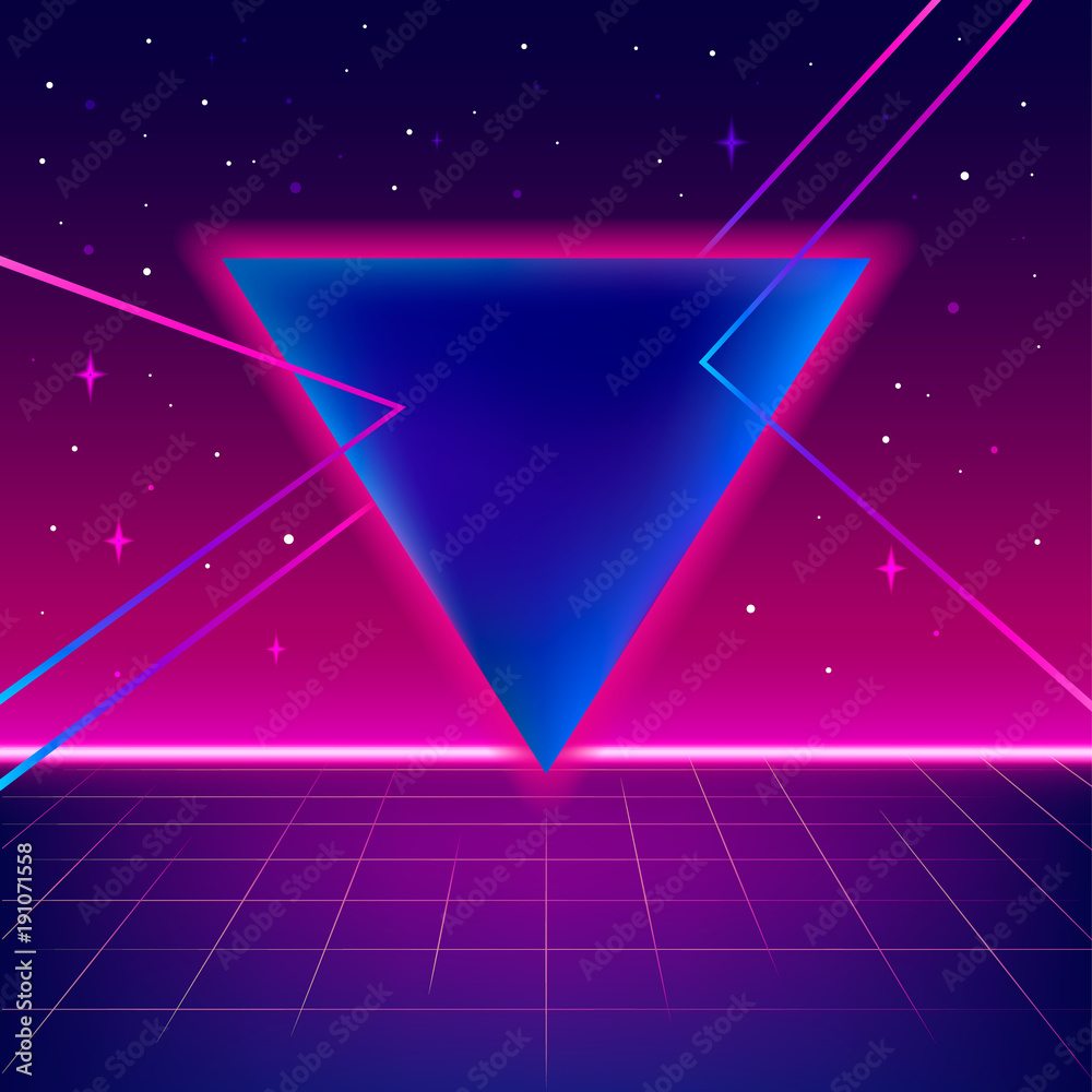 80s sci-fi background with perspective grid Stock Vector | Adobe Stock