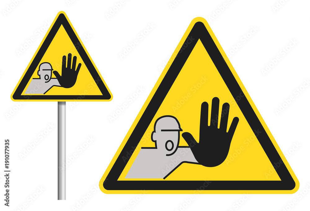 Achtung Stopp Schild Gelb Stock-Vektorgrafik | Adobe Stock