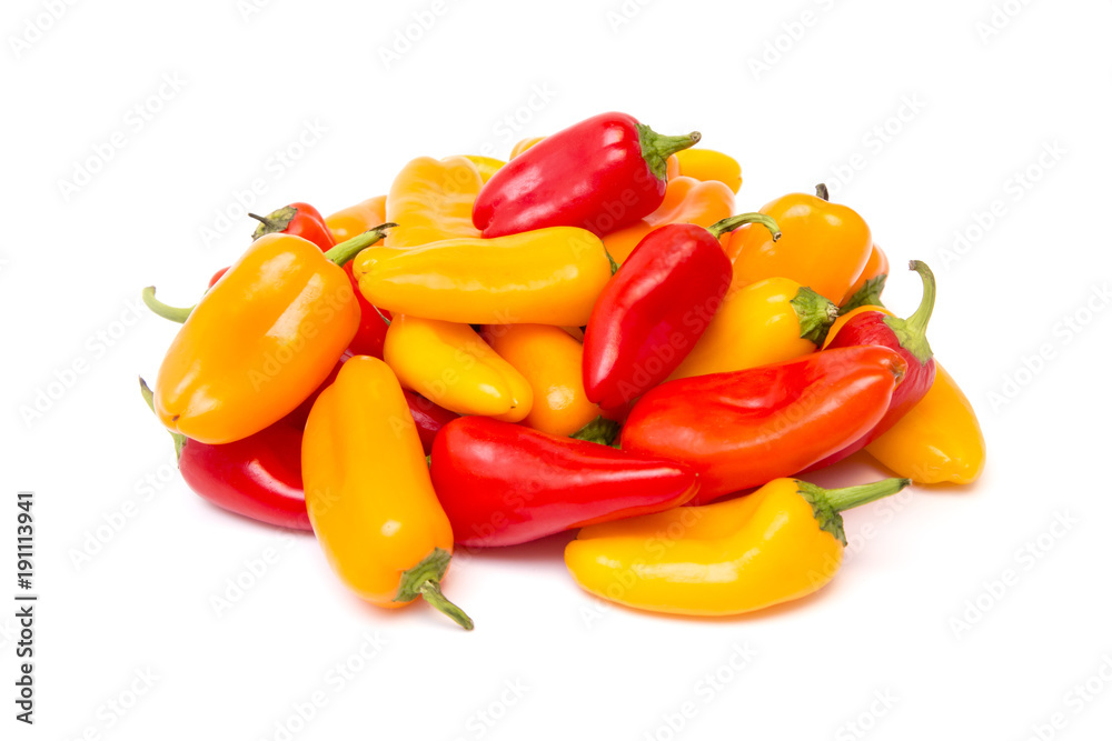 Small Sweet Peppers Isolated on a White Background Stock Photo | Adobe ...