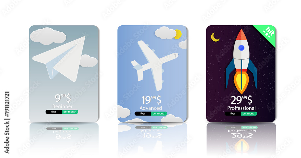 Price list set, Tariff plan, Pricing table for business. Clean modern ...