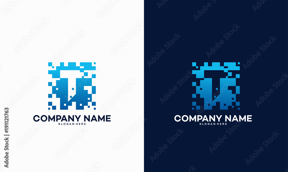 Abstract Modern T Pixel Initial logo designs vector template Stock ...