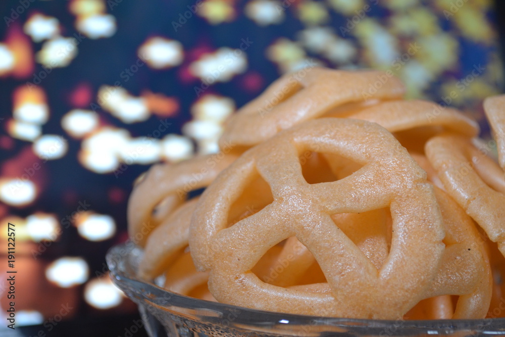 Frituras de harina en forma de rueda Stock Photo | Adobe Stock