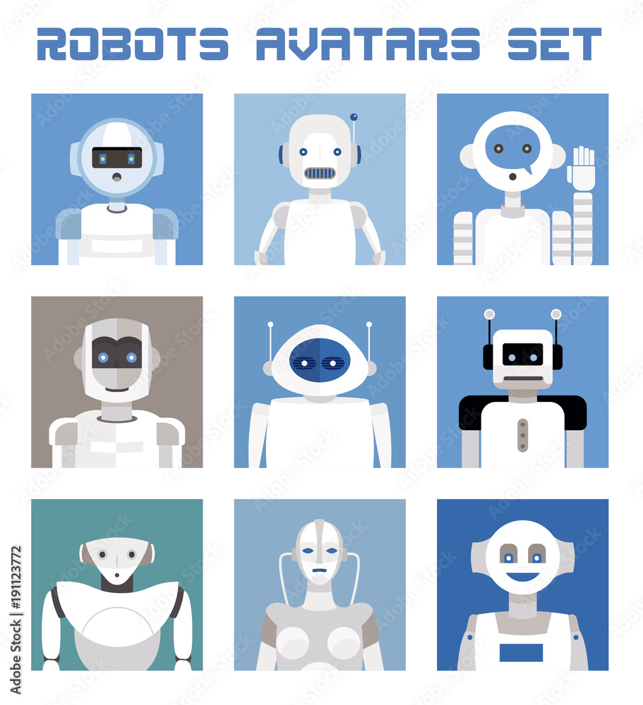Robots Avatars Set Stock Vector | Adobe Stock