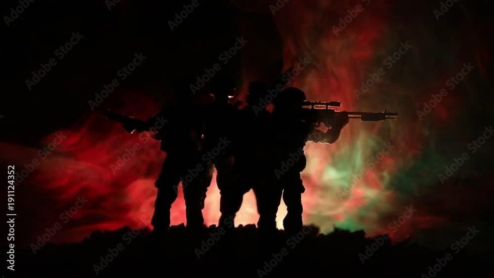 Army sniper with large-caliber sniper rifle seeking killing enemy ...
