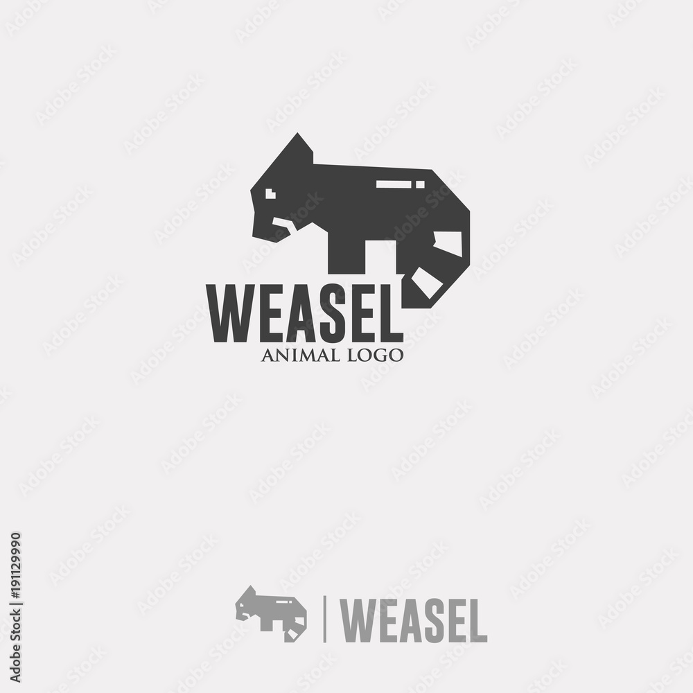 WEASEL LOGO. Silhouette Animal Icon Stock Vector | Adobe Stock