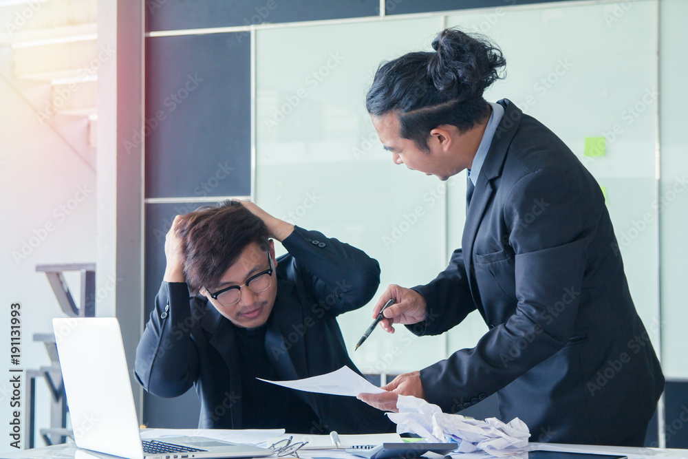 Asian manager Bad angry yelling, Stressed from work Project completion ...
