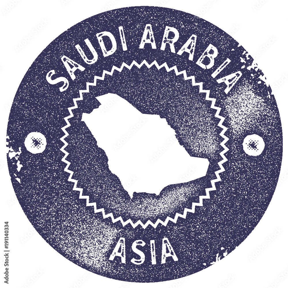 Saudi Arabia map vintage stamp. Retro style handmade label, badge or ...