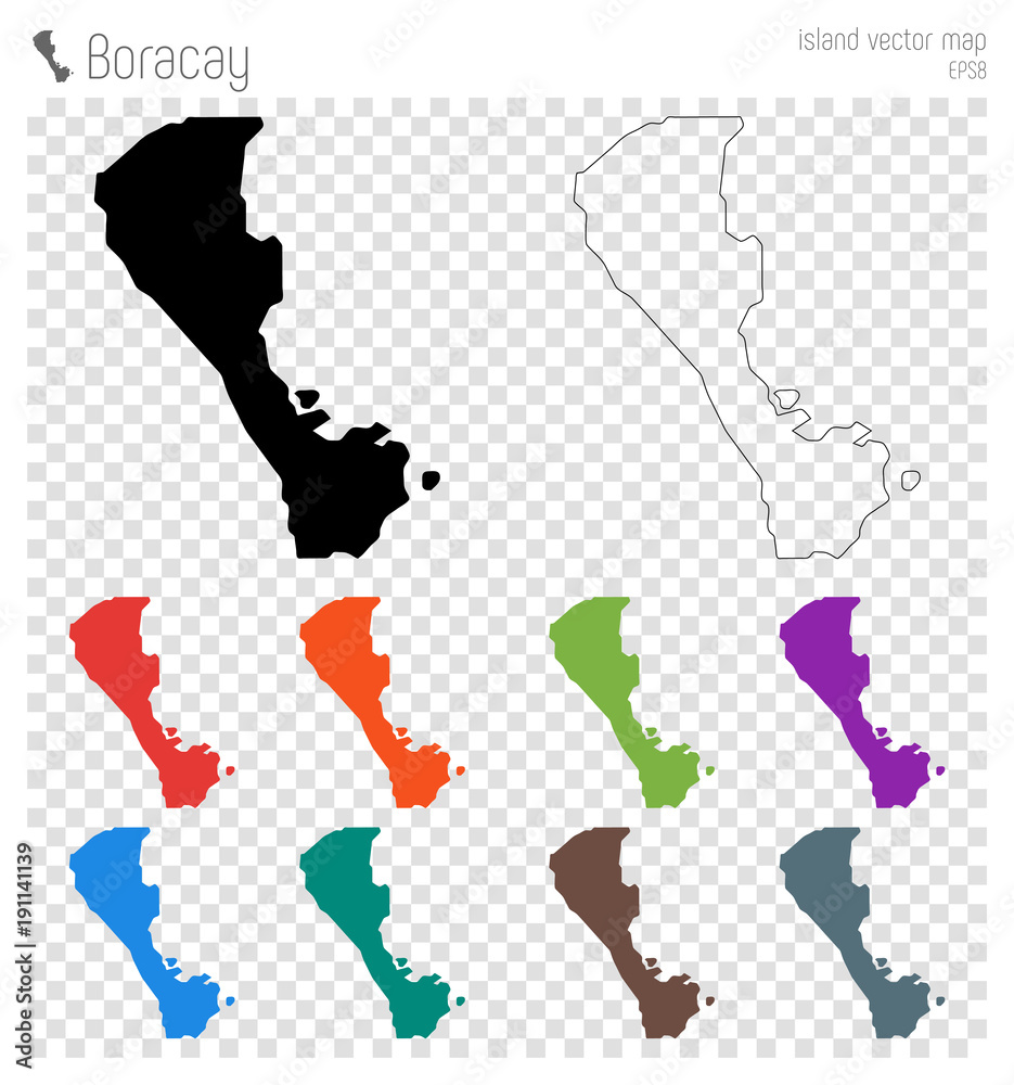 Boracay high detailed map. Island silhouette icon. Isolated Boracay ...