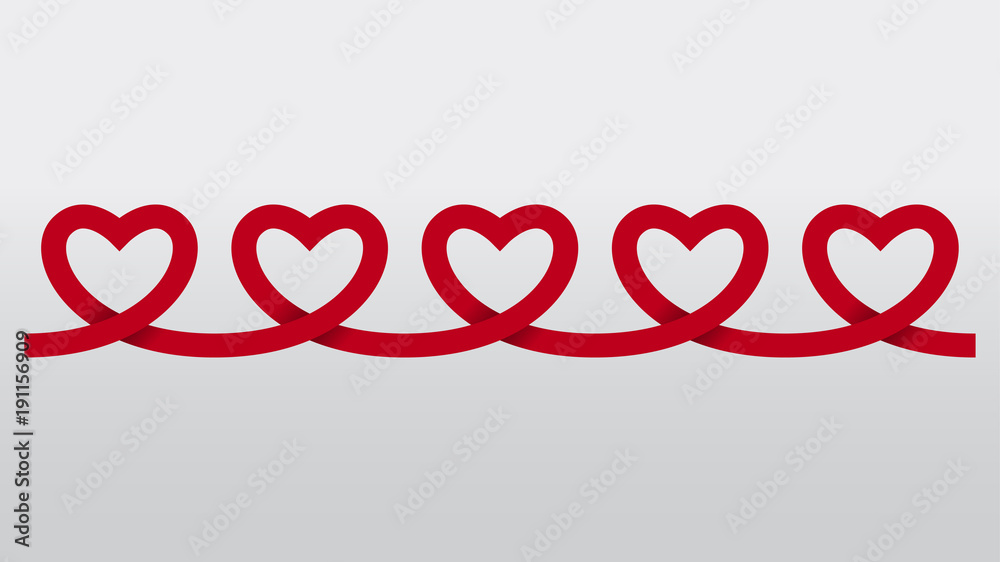 red heart paper chain cutout vector background Stock Vector | Adobe Stock