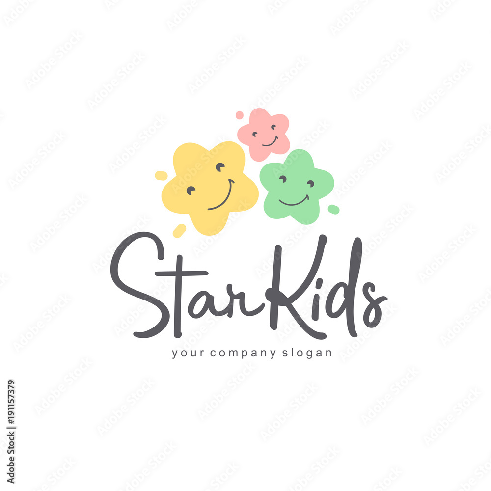Vector logo design for kids club. Star kids Stock Vector | Adobe Stock