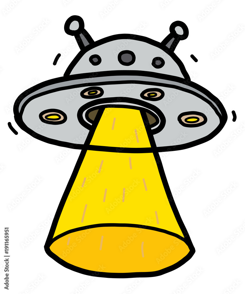 alien spaceship / cartoon vector and illustration, hand drawn style ...