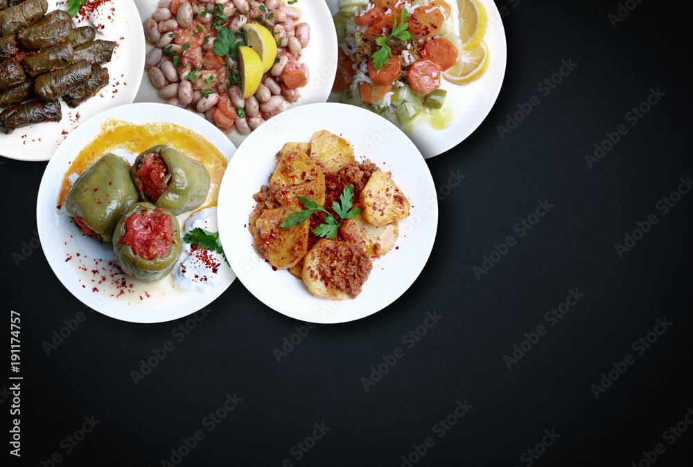 Varieties of different vegetables from Turkish cuisine. Turkish cuisine ...