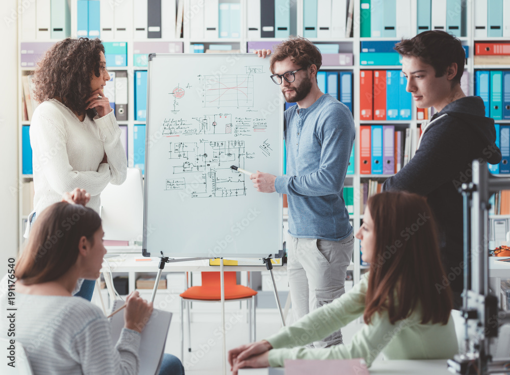 Engineering students discussing ideas together Stock Photo | Adobe Stock