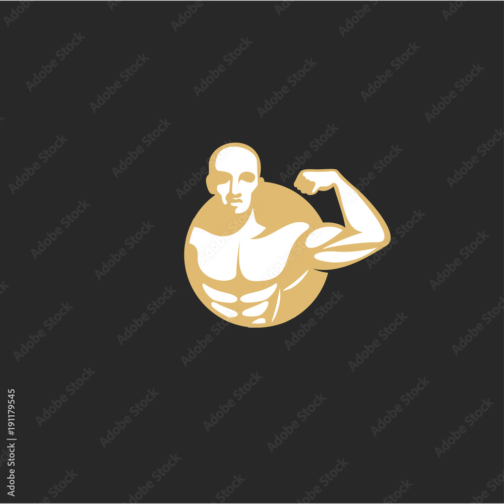 minimal logo of golden muscle man vector illustration. Stock Vector ...
