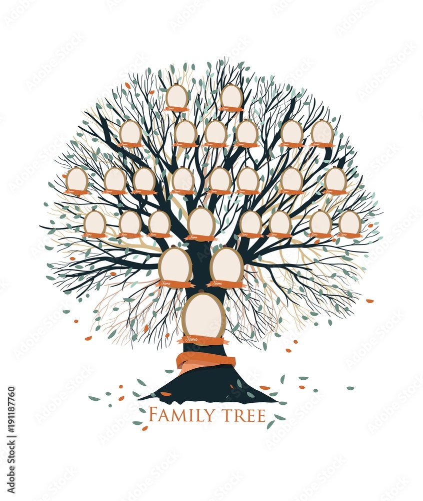 Stockvector Family tree, pedigree or ancestry chart template with ...