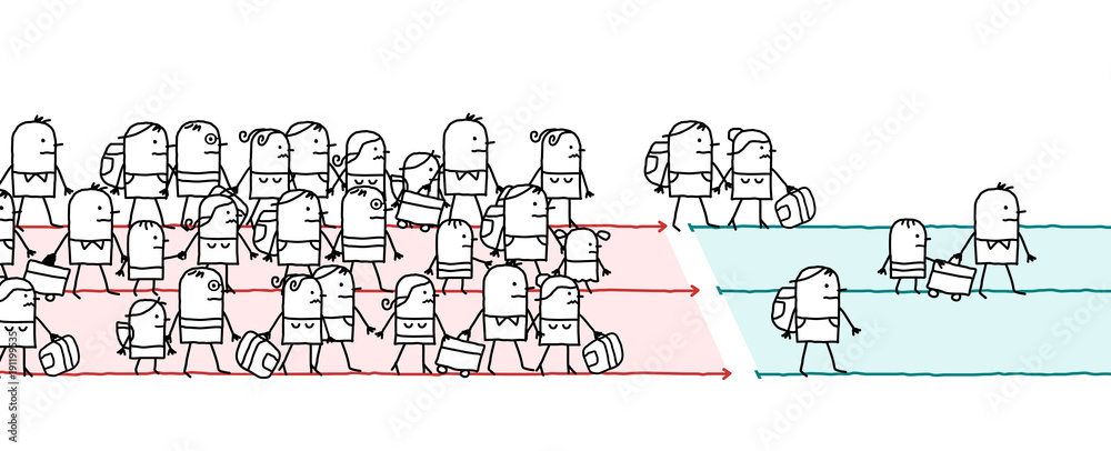 Cartoon Migrating People Stock Vector | Adobe Stock