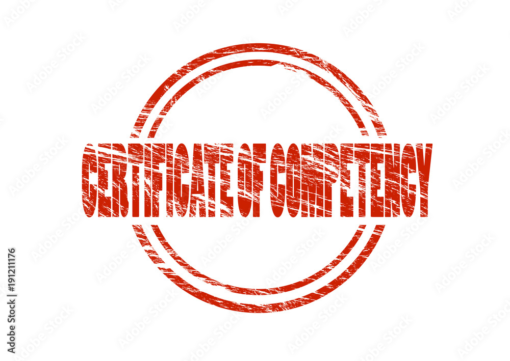 certificate of competency red vintage rubber stamp isolated on white ...