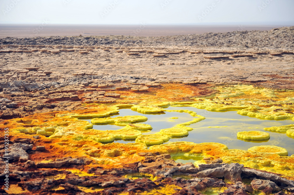 The astounding fumaroles of the volcano Dallol (Ethiopia) Stock Photo ...