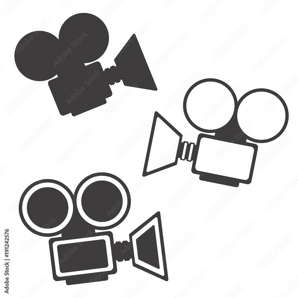 Movie camera set vector illustration isolated on white background ...