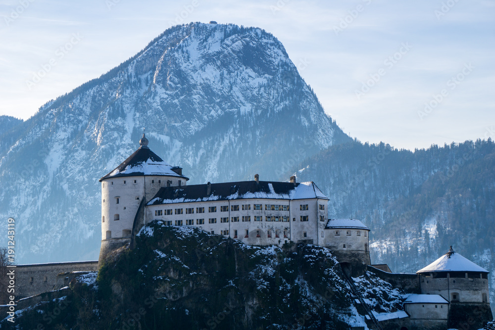 Picturesque scene with the Kufstein fortress basking in the late ...