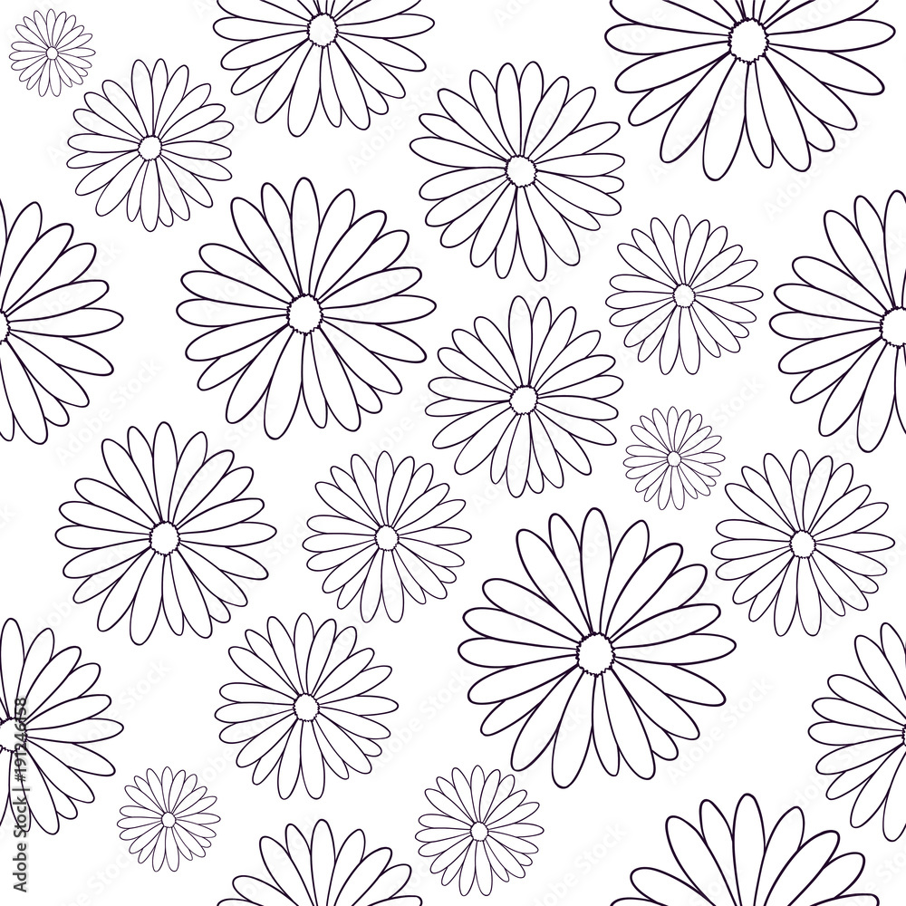 Vector seamless pattern with flowers. Abstract floral texture. Repeat ...