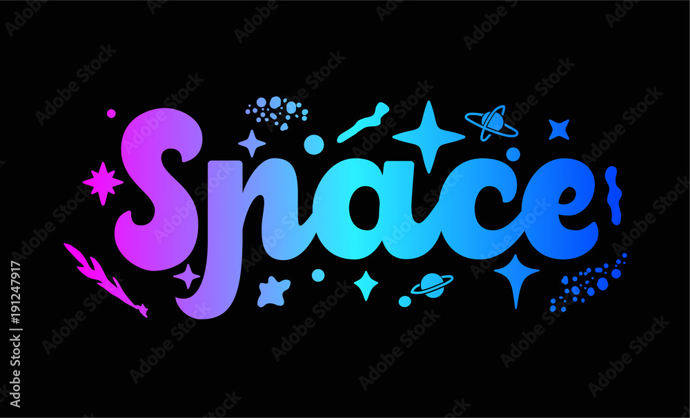 Space lettering. Hand drawn calligraphy inscription. Brush pen modern ...