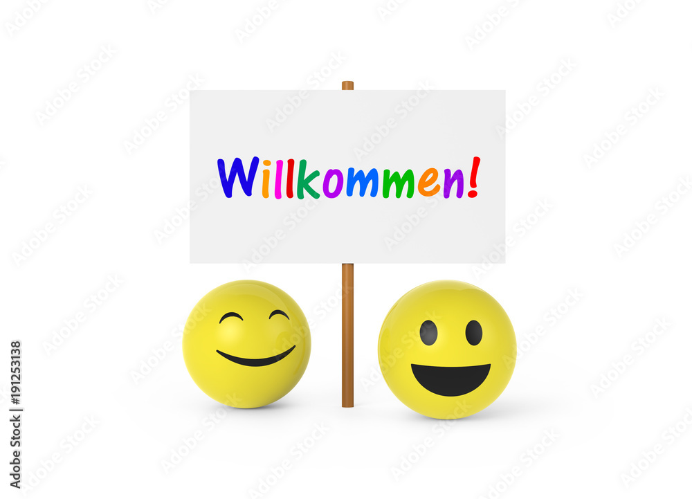 Smileys heißen dich willkommen Stock Illustration | Adobe Stock