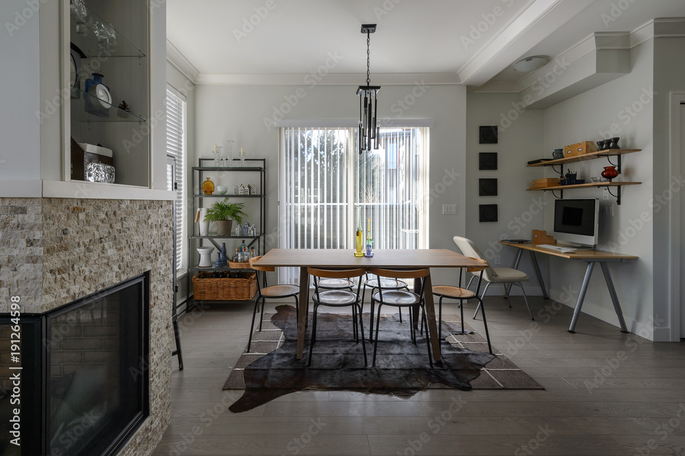 Luxury dining room and small office. Interior design. and small office ...