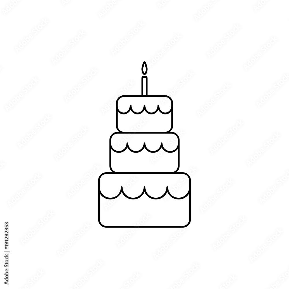 Birthday cake line icon.Outline cake vector icon. Stock Vector | Adobe ...