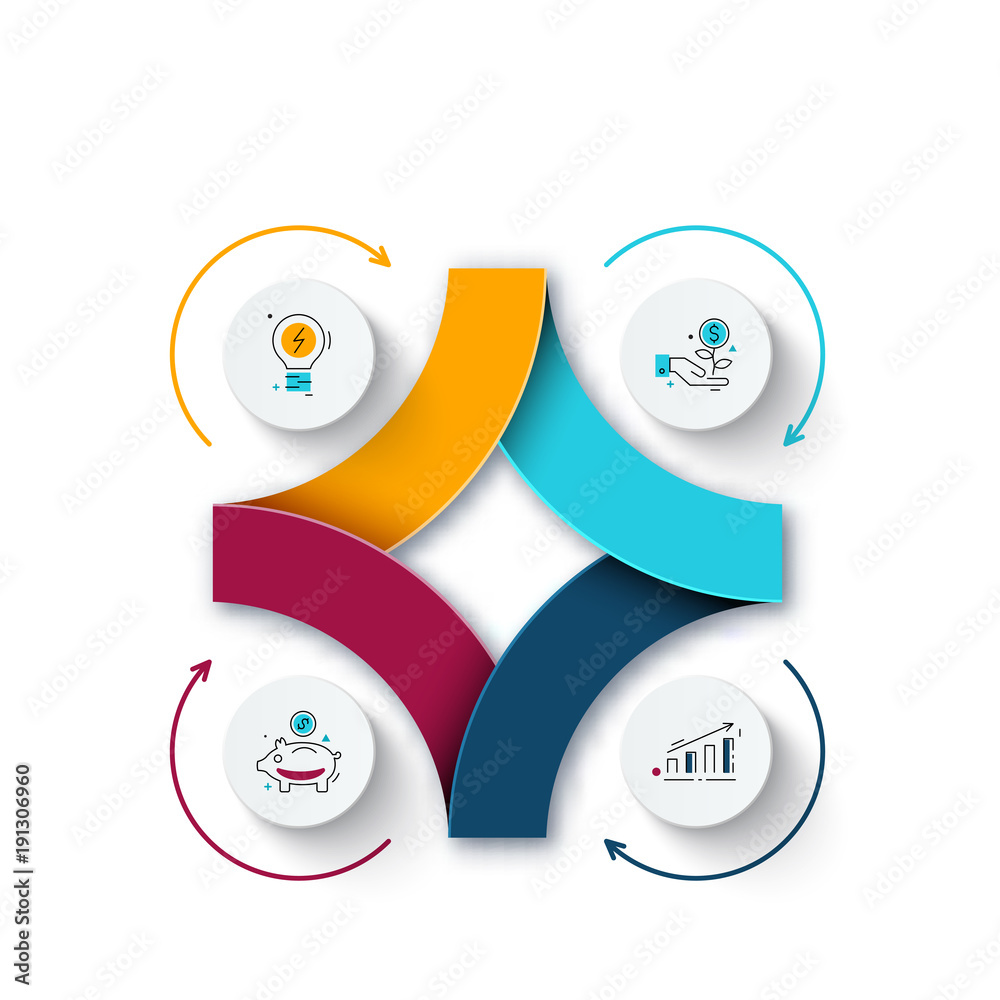 Abstract element of cycle diagram with 4 steps, options, parts or ...