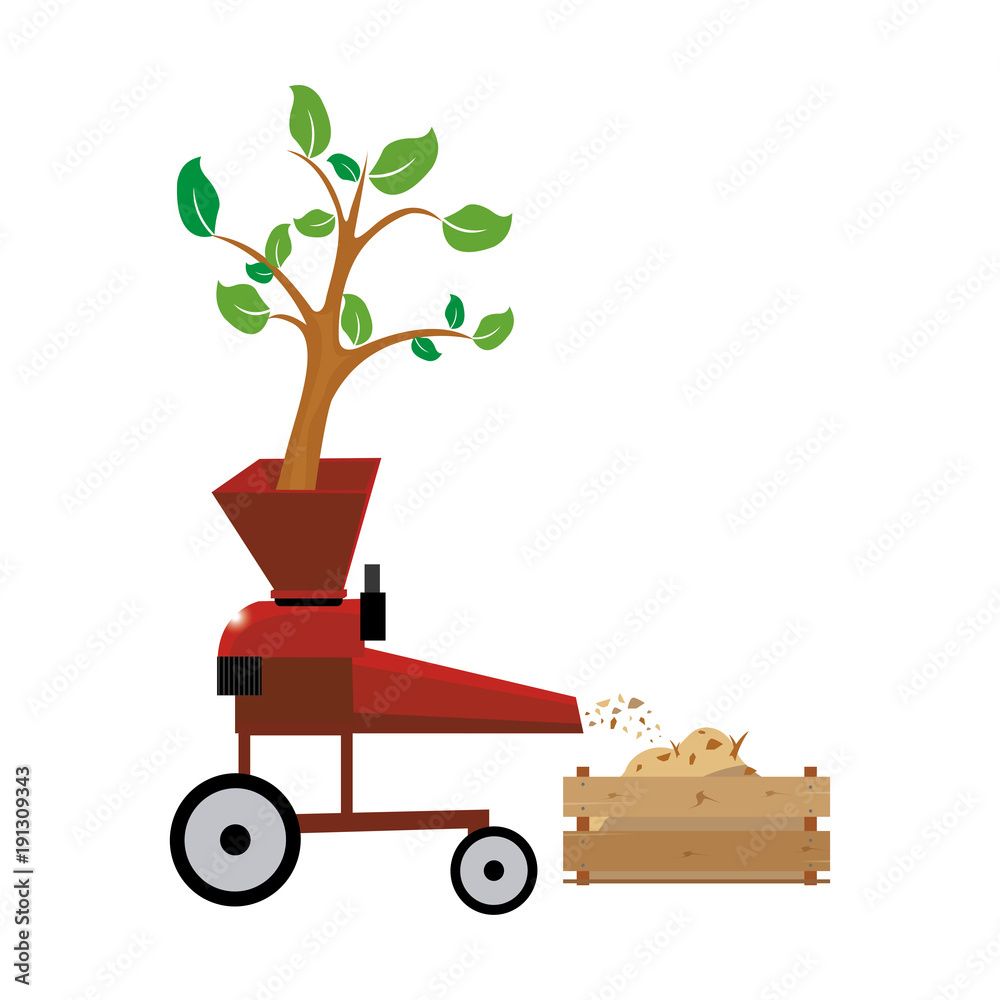 Wood chipper vector file tree through wood chipping machine chipper ...