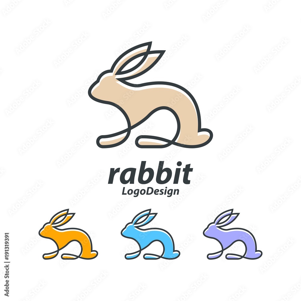 Single Line Bunny Logo, Single Line Rabbit Logo, Line Art Animal Design ...