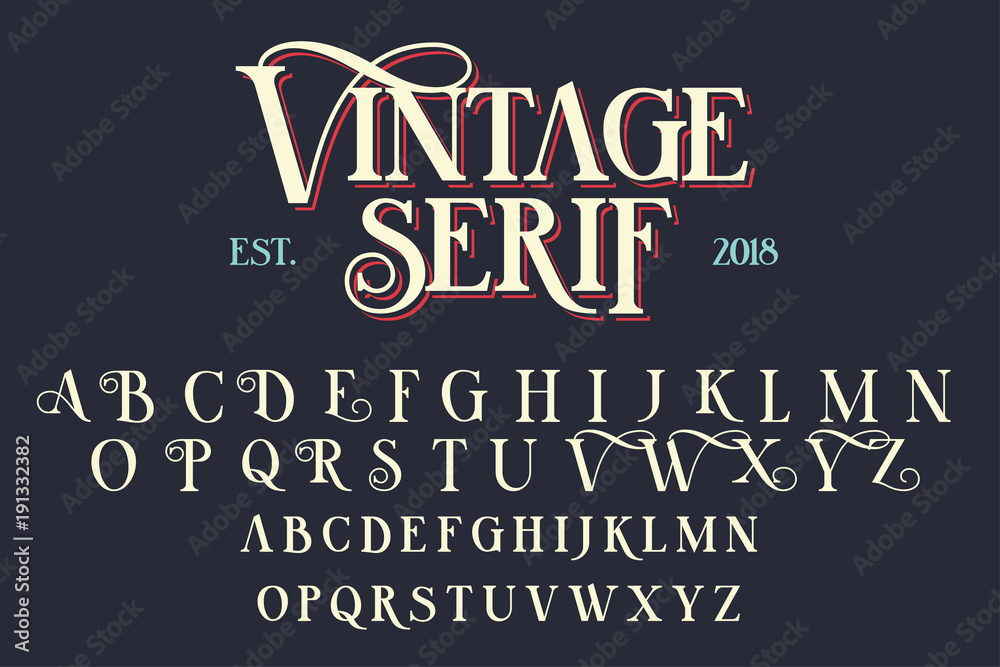 Vintage serif lettering font Stock Vector | Adobe Stock