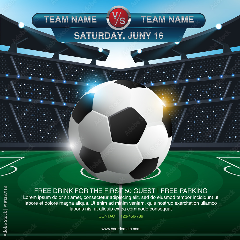 soccer football stadium spotlight and scoreboard background Stock ...