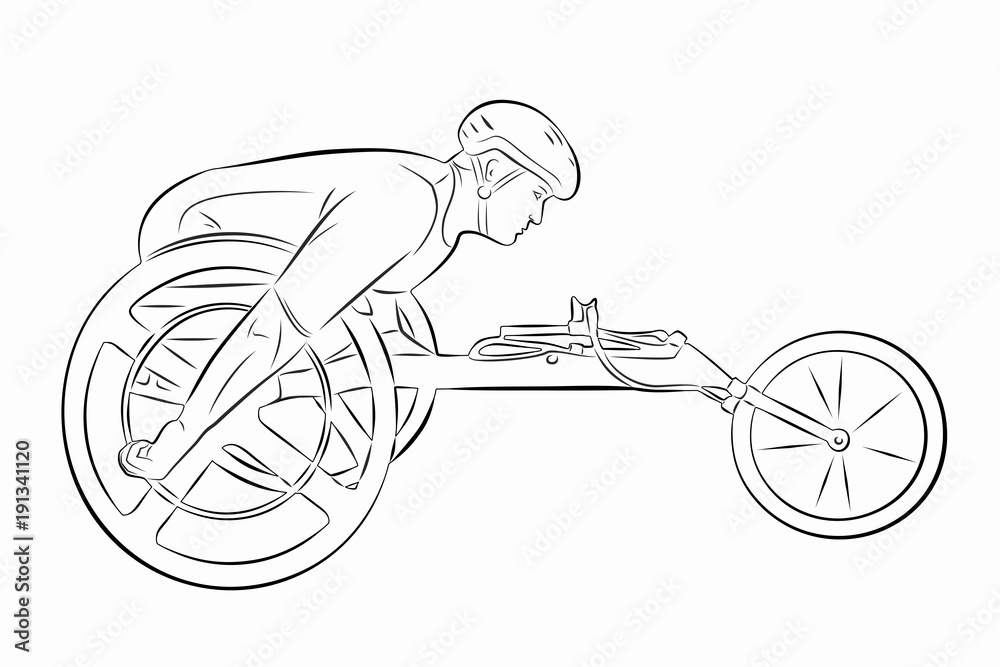 illustration of an invalid athlete on a wheelchair, vector drawing ...