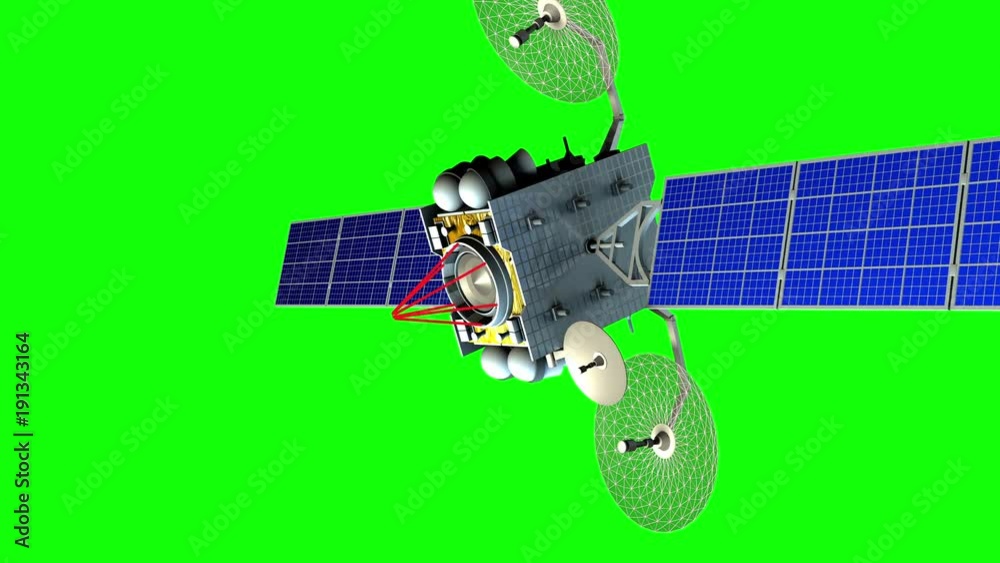 Vidéo Stock Space laser weapon. Green screen on background, fictional military satellite on ...
