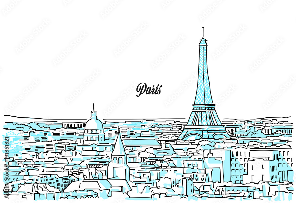 Paris Cityscape Sketch Stock Vector | Adobe Stock