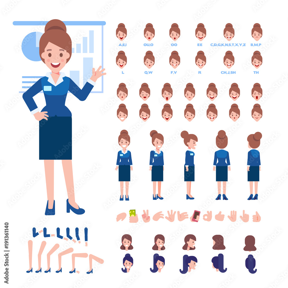 Business lady character for your scenes. Character creation set with ...