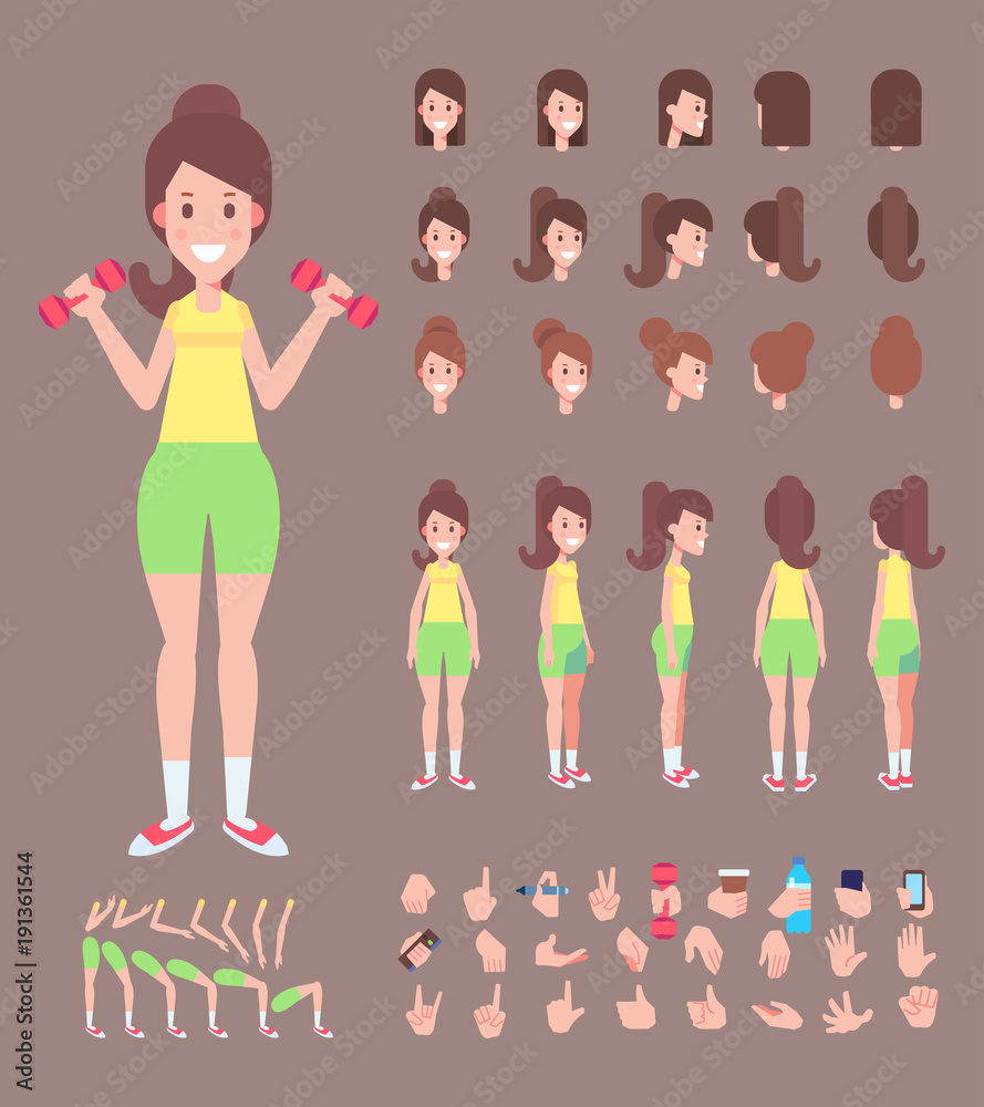 Sporty Girl character for your scenes. Vector Character creation set ...