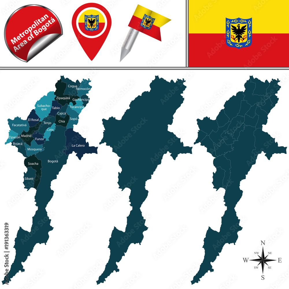 Map of Metropolitan Area of Bogota Stock Vector | Adobe Stock