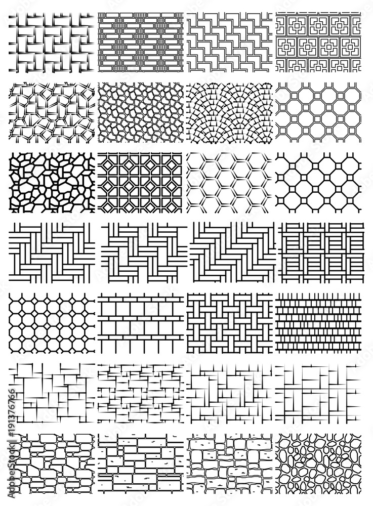 Collection paving textures for drawing in landscape design Stock Vector ...